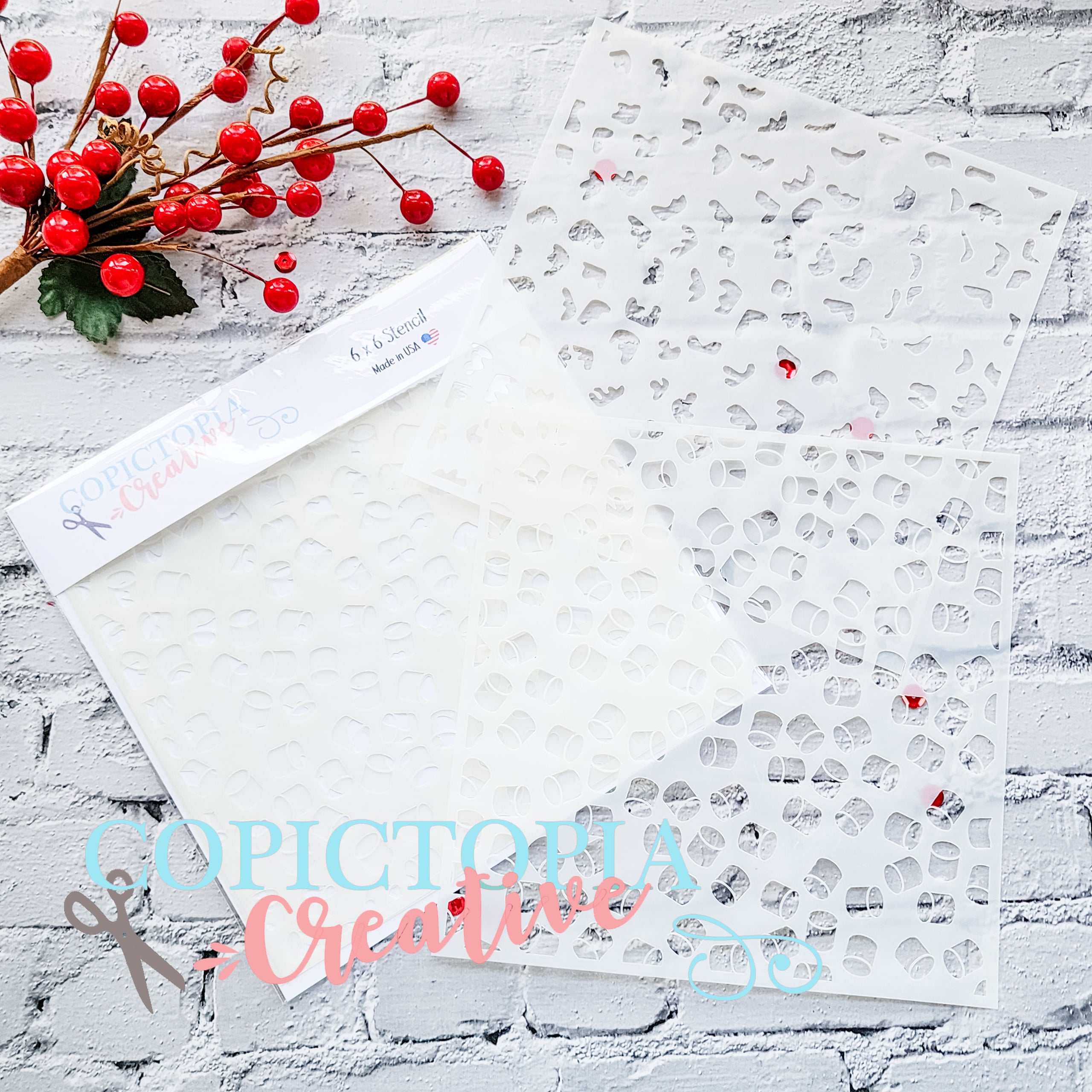 Raining Marshmallows 6 x 6 Layering Stencil | Copictopia